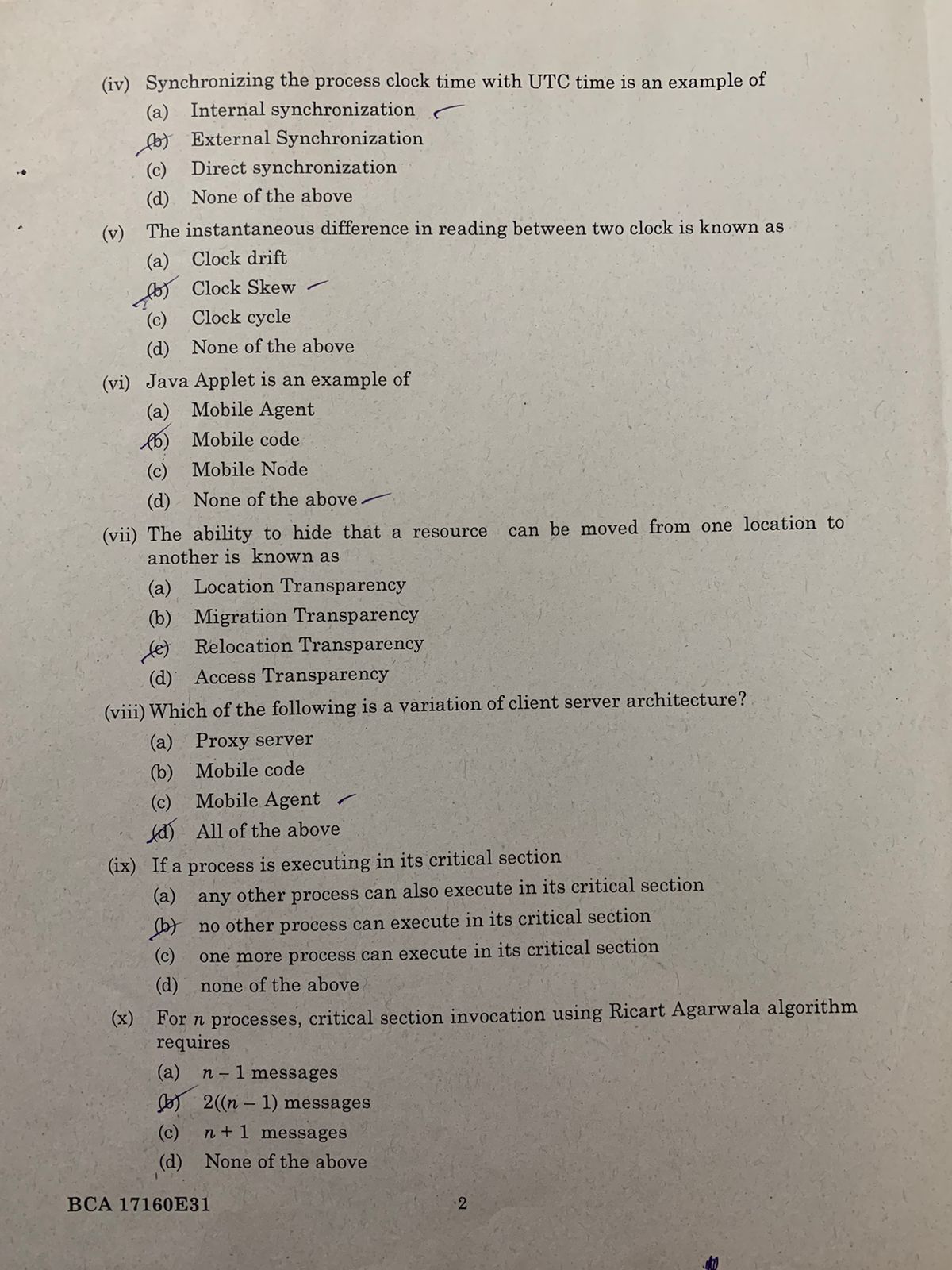 Distributed System Question Paper BCA | Question Paper Distributed ...