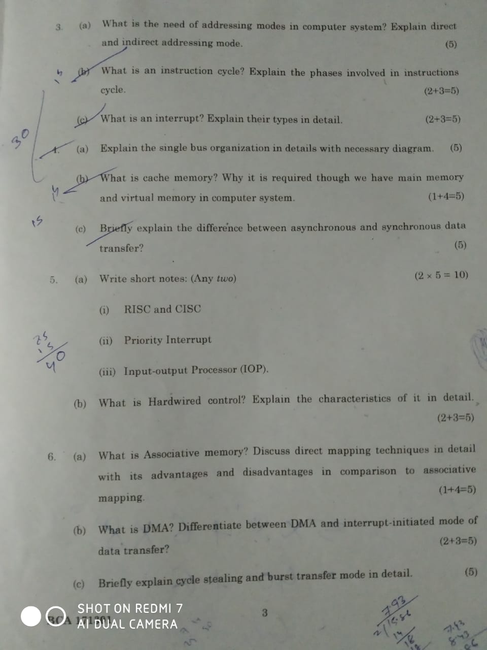 Computer Architecture and Organisation Question Paper| Question Paper Computer Architecture and ...
