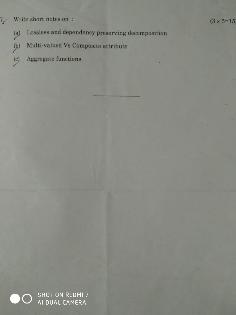 Database Management System Question Paper BCA| Question Paper Database ...