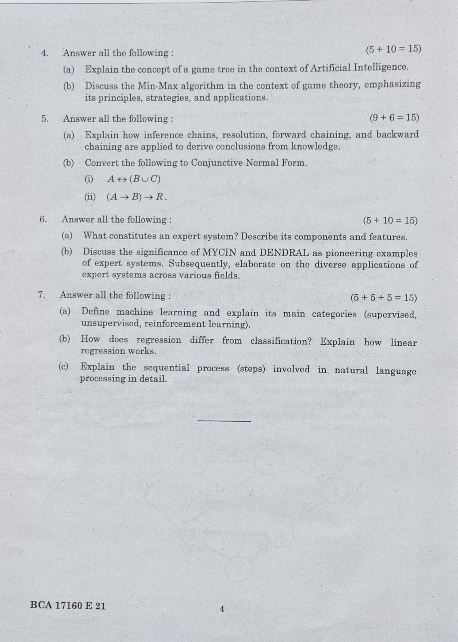 Artificial Intelligence Question Paper 2024 | Question Paper Artificial ...