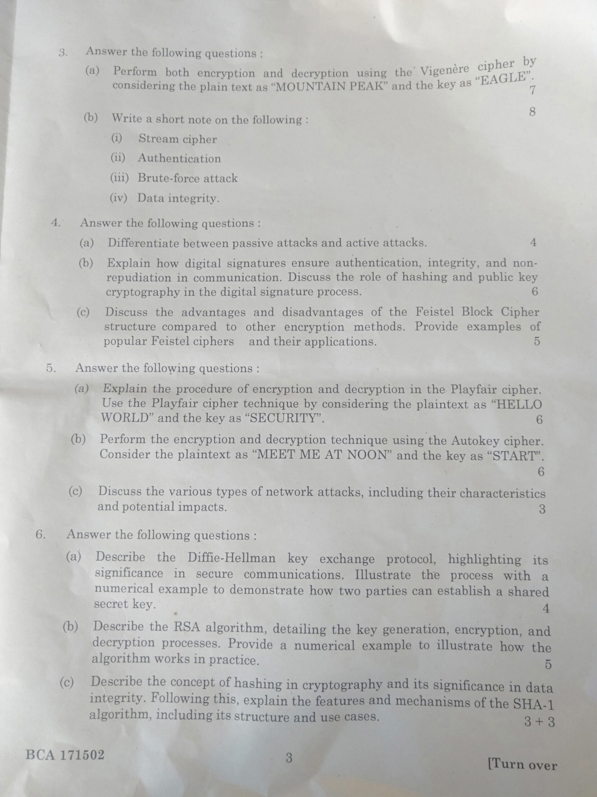 Network Security and Cryptography Question Paper 2024| BCA Question ...