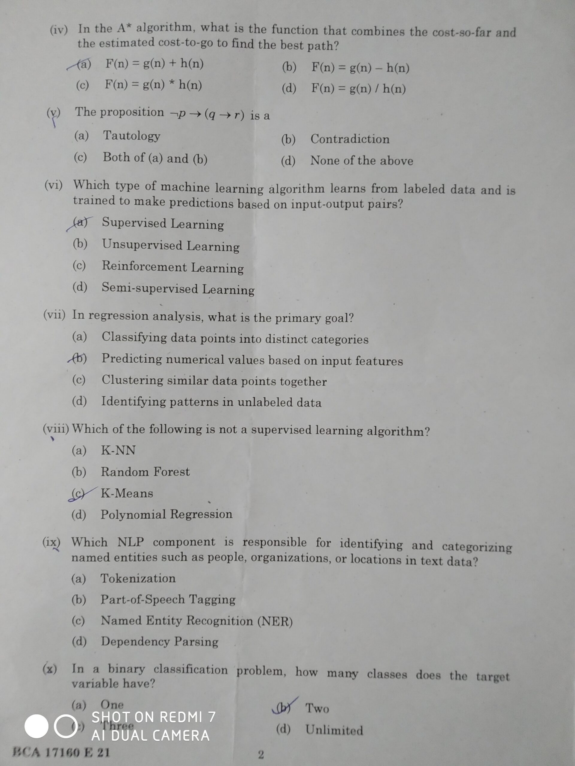 Artificial Intelligence Question Paper 2024|Question Paper Artificial ...