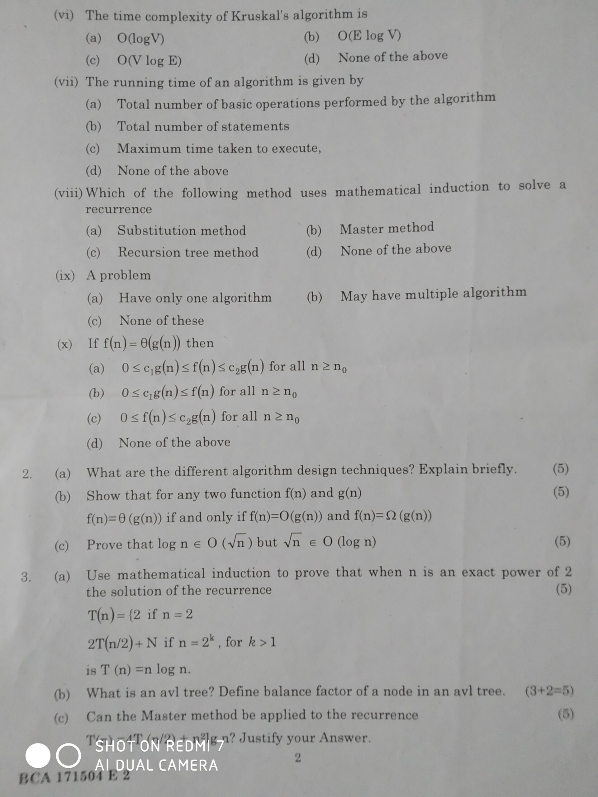 Design and Analysis of Algorithms Question Paper 2023 | Question Paper ...