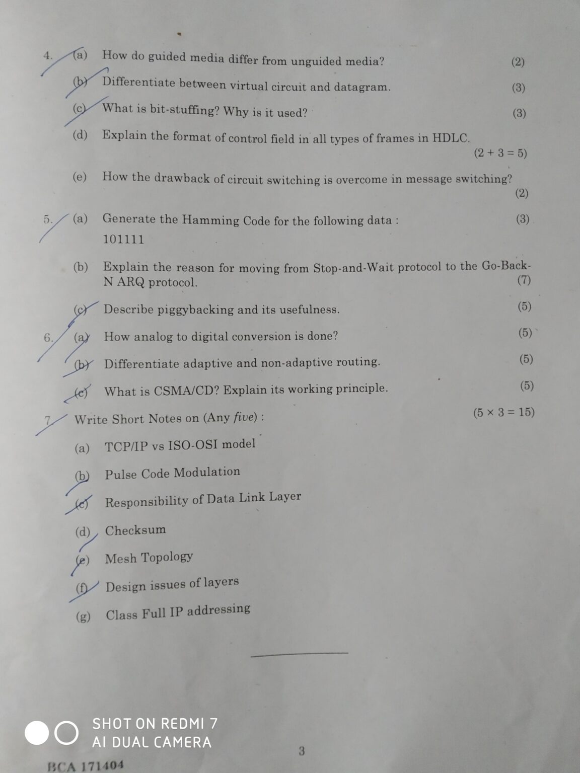 Computer Network Question paper-BCA 2024|Question paper-Computer ...